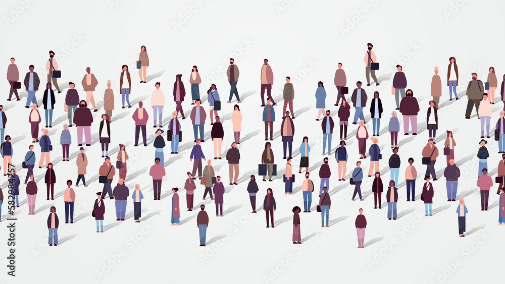 multiethnic people group mix race men women crowd in casual clothes ...