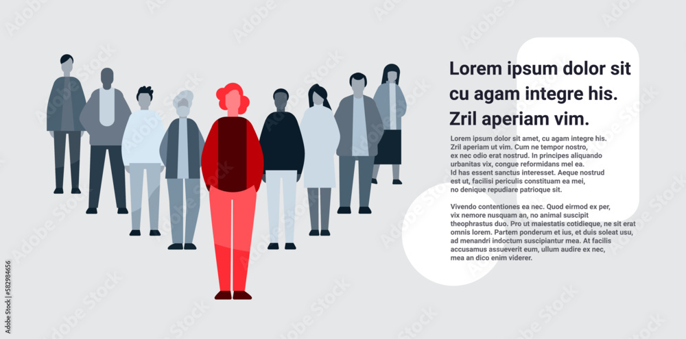 people group with red woman silhouette creative person standing out ...