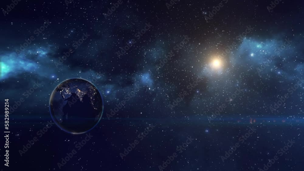 Planet Earth rotating in space stars galaxy universe science world ...
