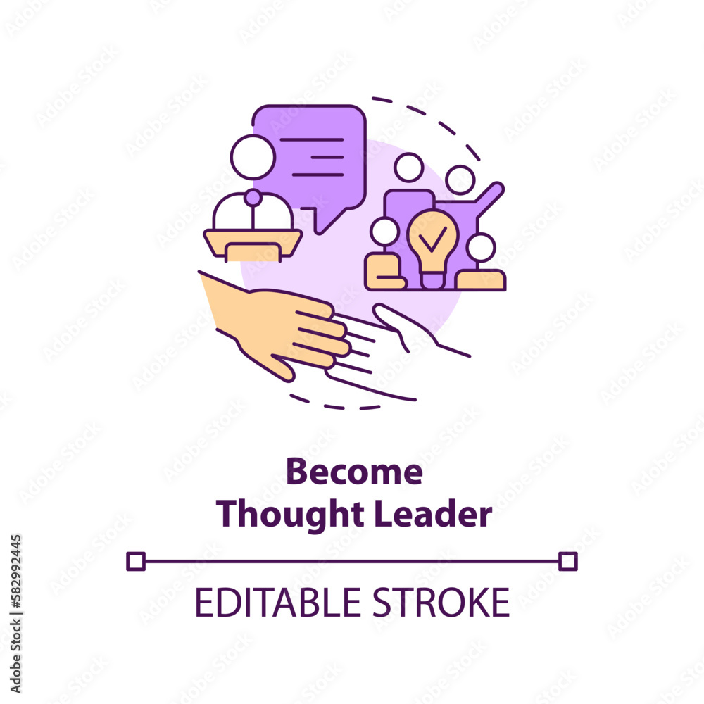 Become thought leader concept icon. Social media strategy for advocacy ...