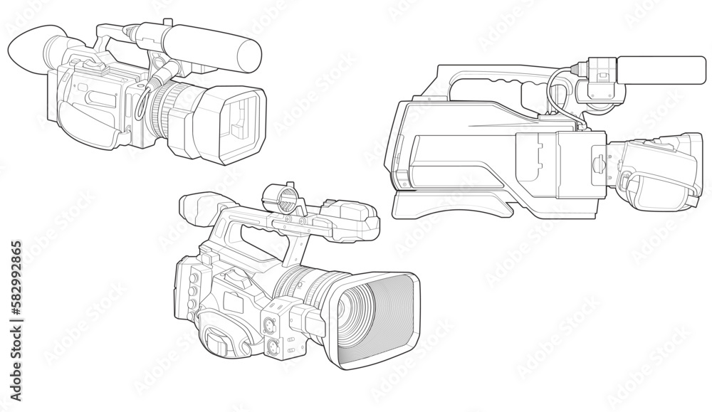 Set of sketch a video camera on a white backgroundra. video camera ...