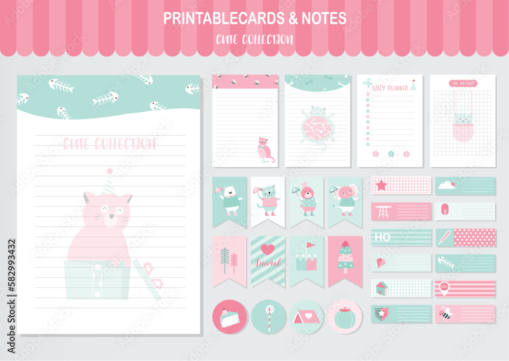 Set of animals and cute vector cards,unicorns,baby shower,printable ...