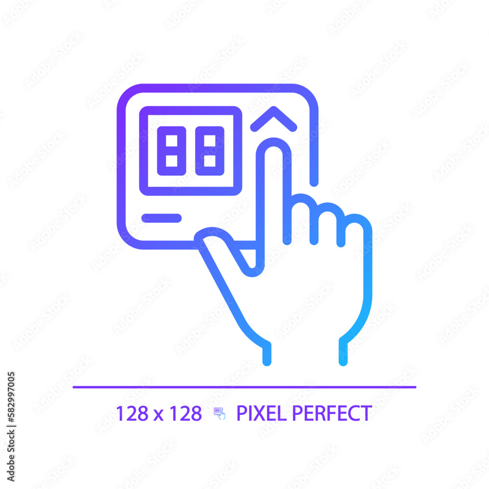 Hand with thermostat pixel perfect gradient linear vector icon ...