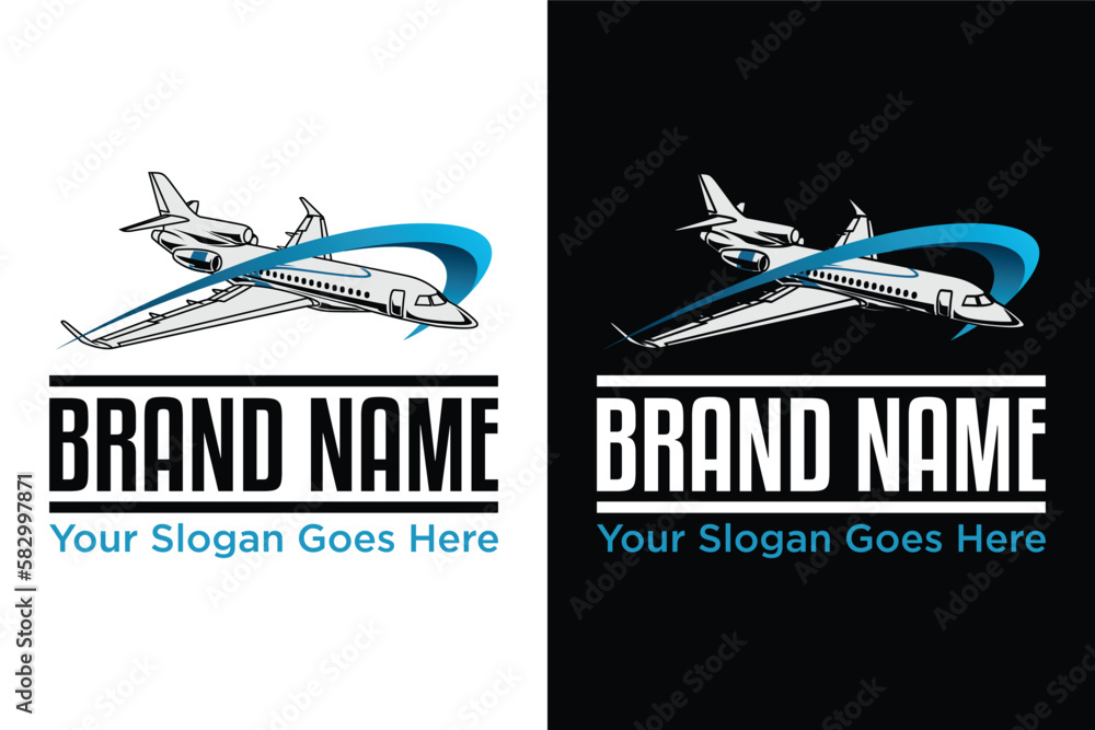simple Modern private jet airplane illustration logo design Stock ...