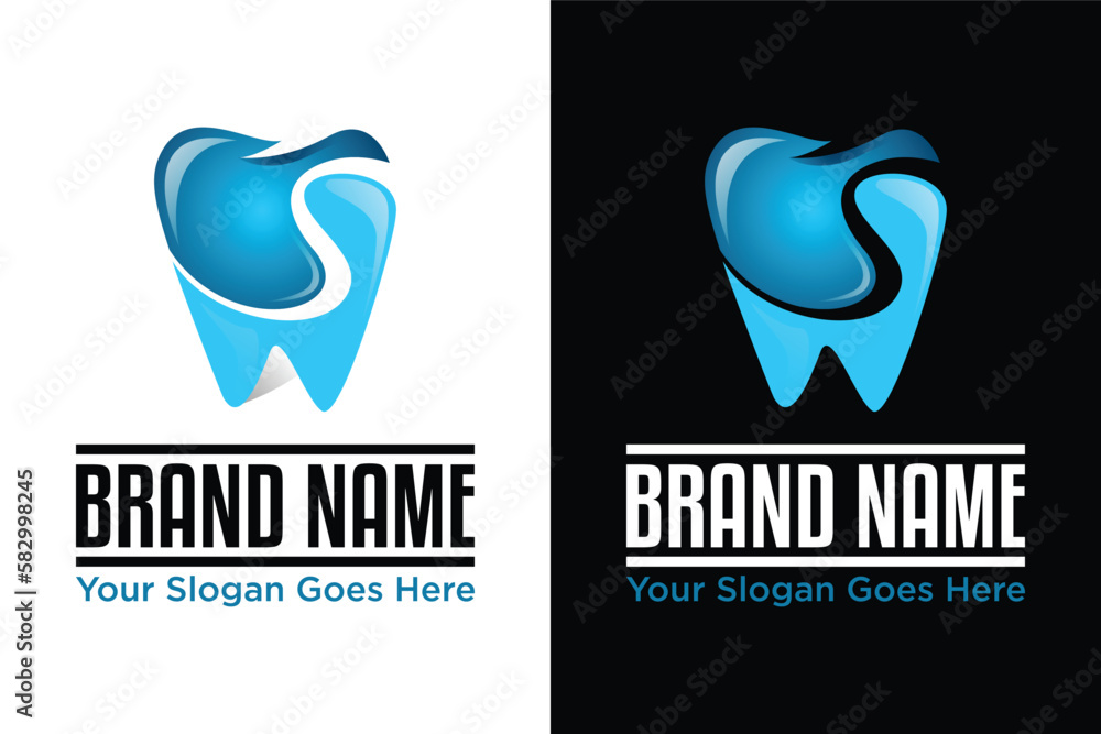 simple modern letter s tooth Dentist Dental clinic illustration logo ...
