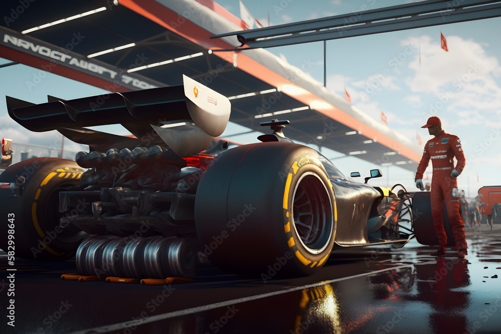 pit stop workers and engineers maintaining technical service for a ...