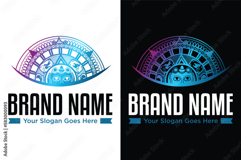 modern Sacred Aztec wheel calendar Mayan sun god, Maya symbols ethnic ...