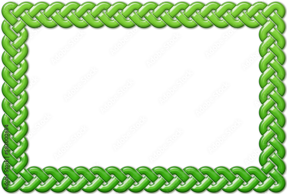 Celtic knot frame, green. Linear border made with Celtic knots for use in designs for St ...