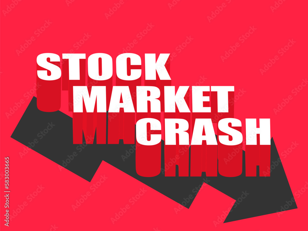 Stock market crash banner with 3d text and down arrows. The collapse of ...