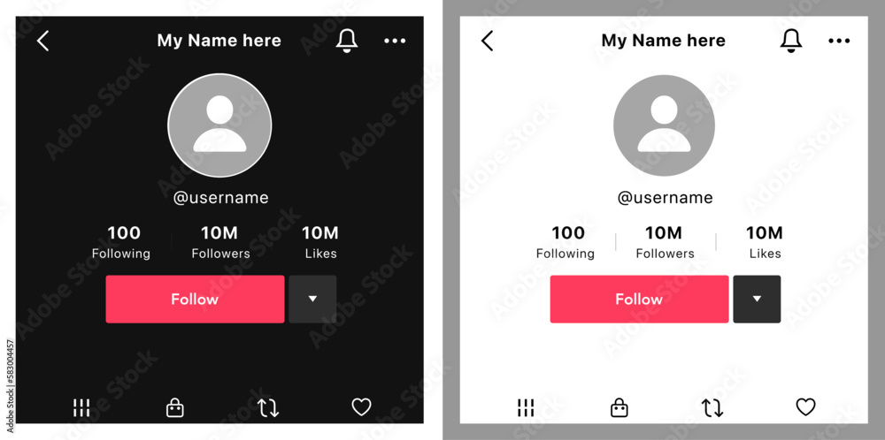Popular social media profile User Interface printed on black and white ...