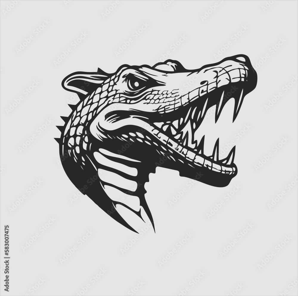 cartoon crocodile head vector icon on gray background, crocodile head ...