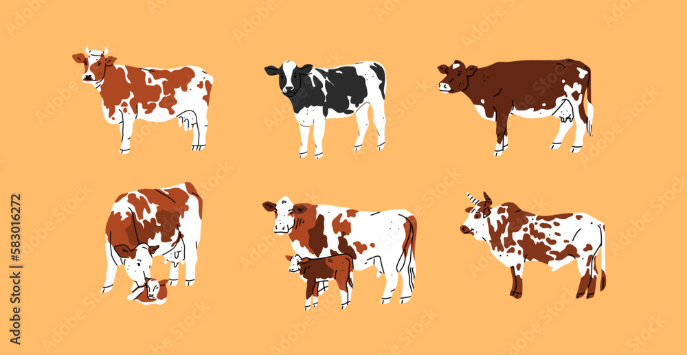 Poster Hand drawn abstract vector clipart illustration collection set ...