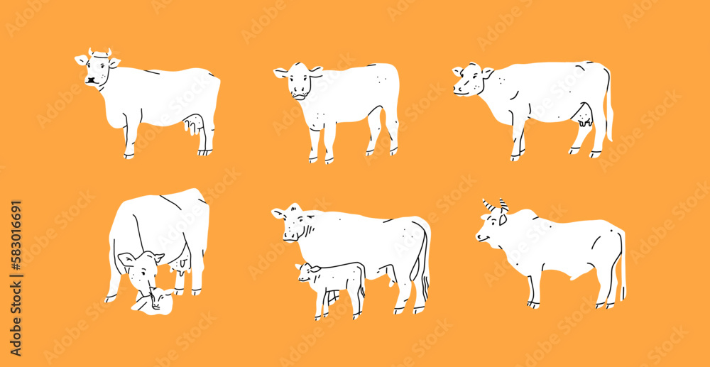 Hand drawn abstract vector clipart illustration collection set with ...