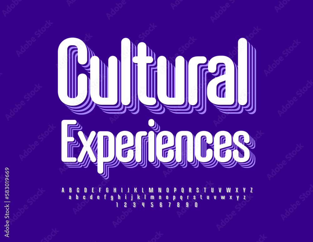 Vector bright poster Cultural Experiences with layered Font. 3D set of ...