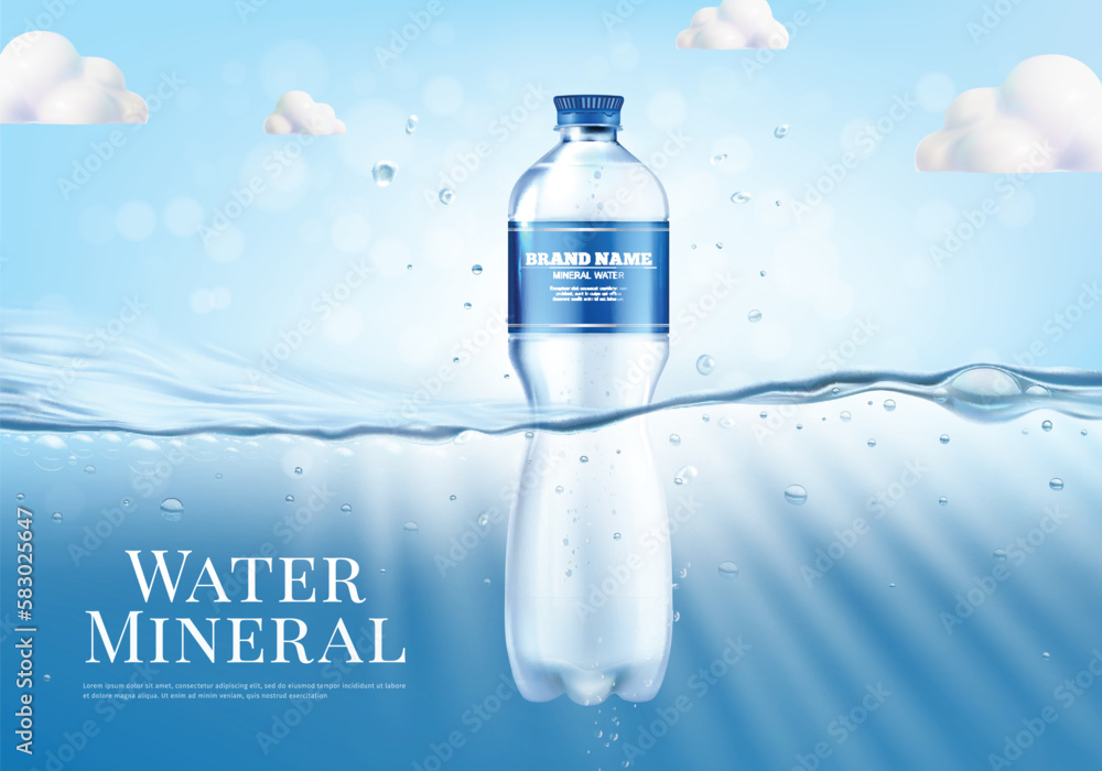 Realistic Detailed 3d Mineral Water Plastic Bottle Underwater ...