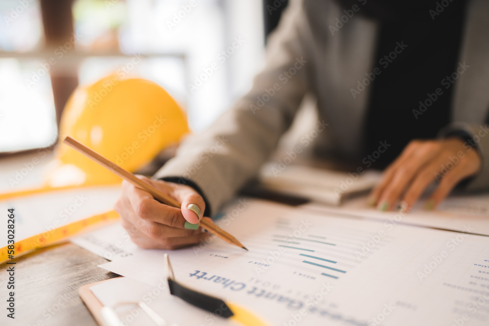 Professional Architect Designer Structural Engineer Team Colleagues Working Office Looking On