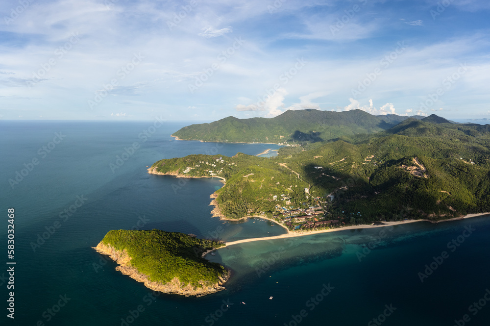 Ko Phangan, Thailand: Aerial view of the Mae Haad beach in Ko Pha Ngan ...