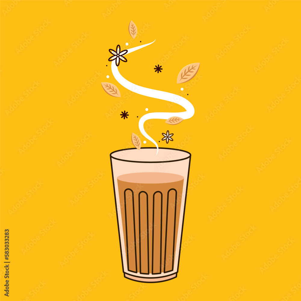 Indian hot drink vector. Indian chai icon. Chai is Indian drink. Kerala ...
