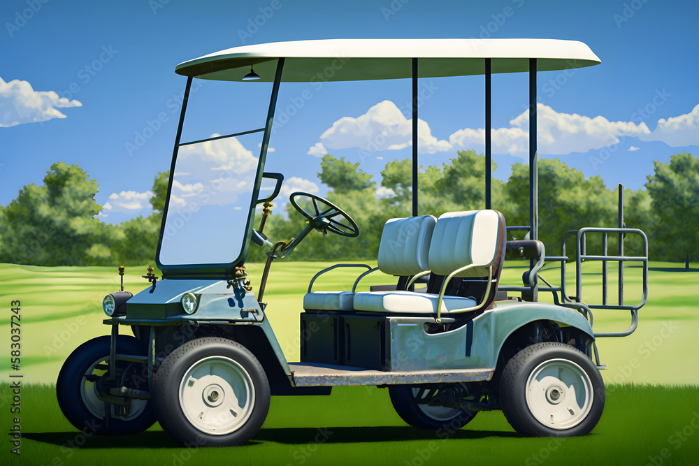 Golf cart or car on golf course. Neural network AI generated art ...