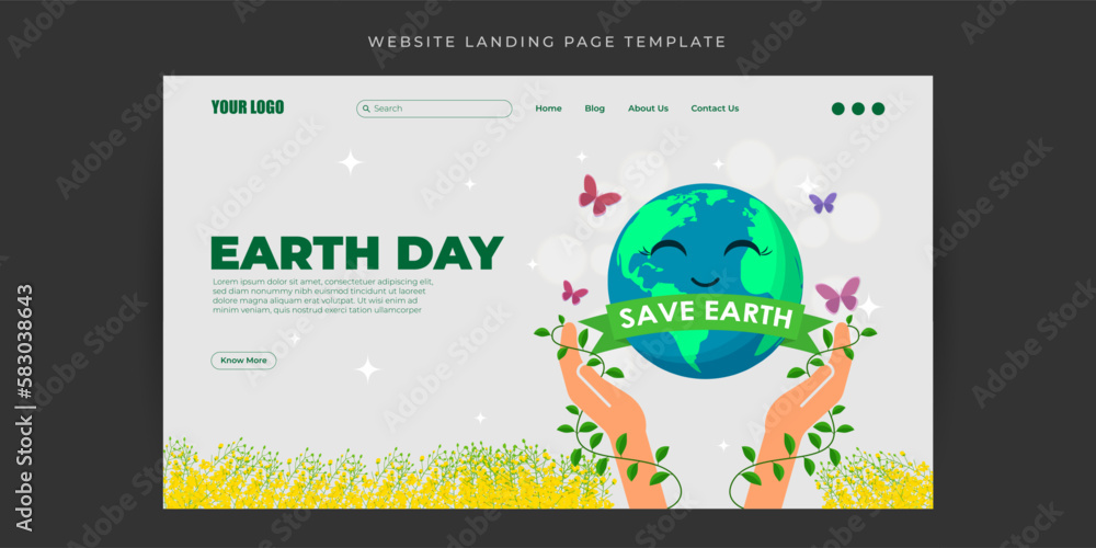 Vector illustration of Happy Earth Day Website landing page banner ...