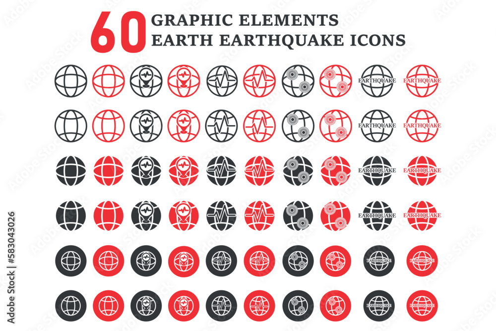 Earthquake, rupture, seismic activity, shock location, magnitude icon ...
