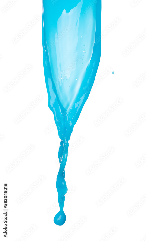 Blue paint water spill splash in shape form. Blue liquid lotion ...