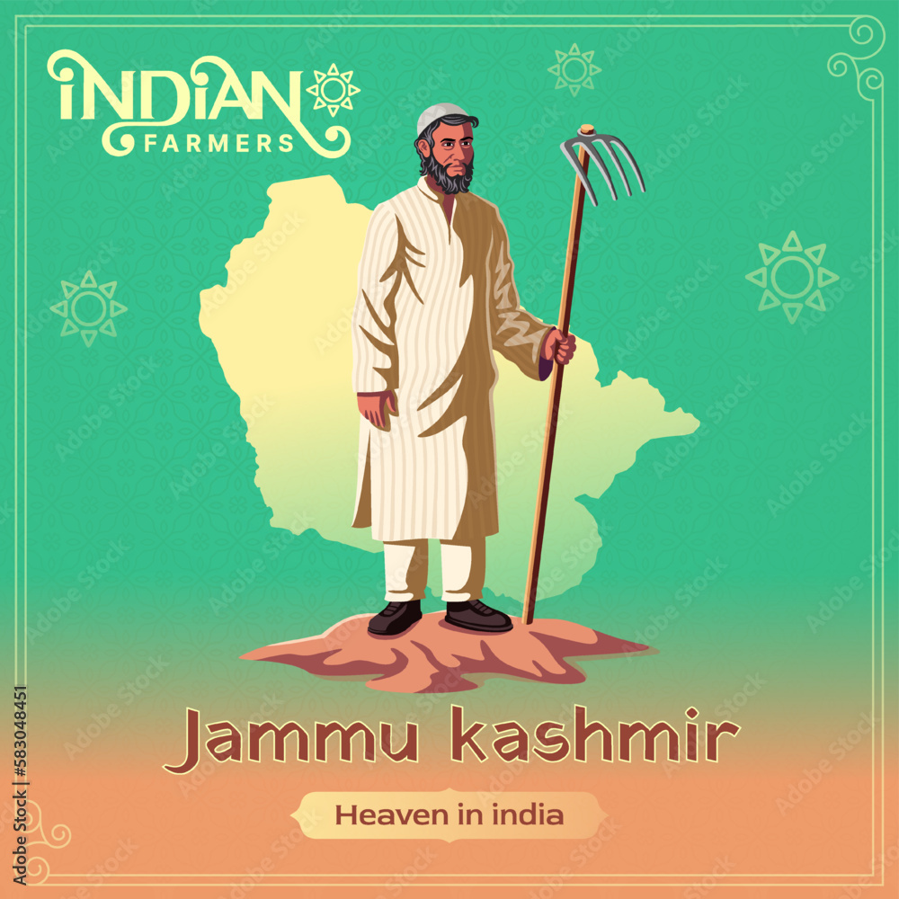 Jammu kashmir Farmer - A Vibrant Vector Illustration Depicting the ...