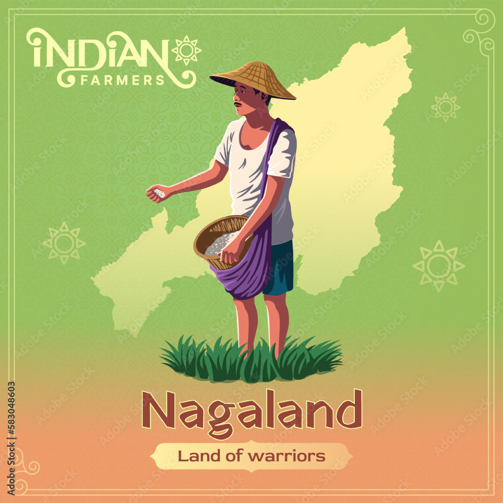 Nagaland Farmer - A Vibrant Vector Illustration Depicting the ...