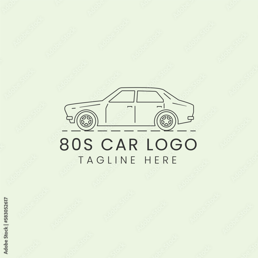 80s classics car line art logo design minimalist car design toyota ...