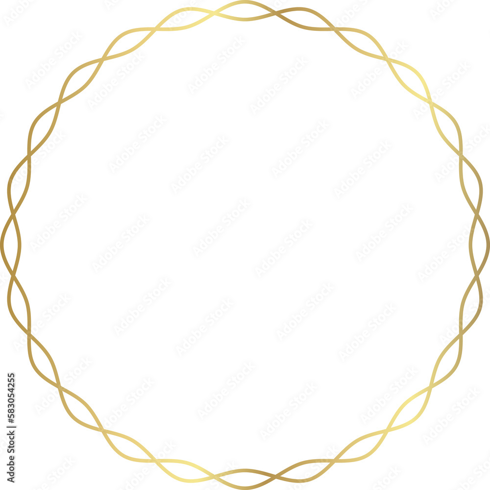 Round gold frame with zig zag line, png isolated on transparent ...