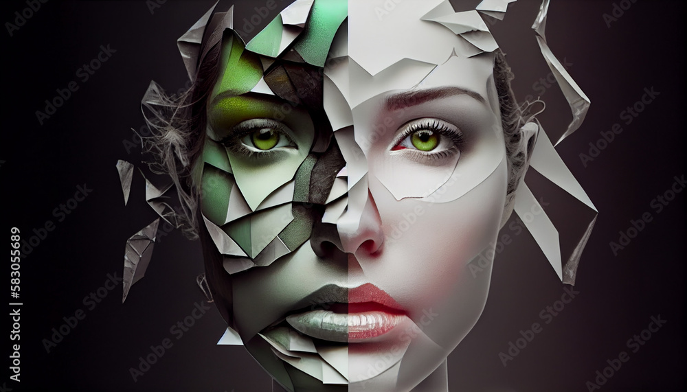 Woman's face with defects. Generate Ai Stock Illustration | Adobe Stock