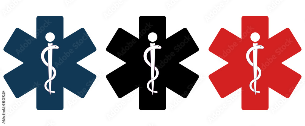 Medical symbol of the Emergency - Star of Life flat icon isolated on ...