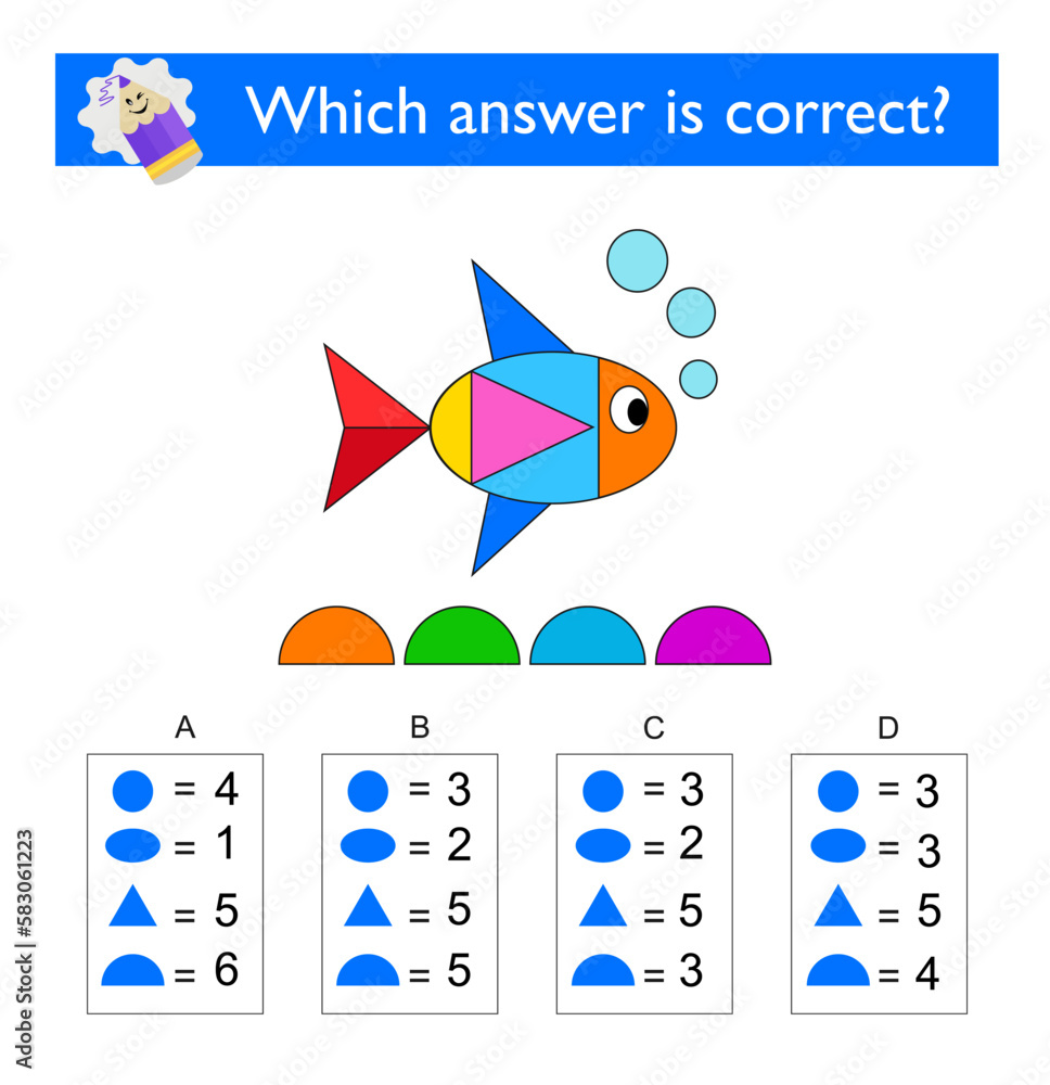 Math activity for kids. Need to find the correct answer. Preschool ...