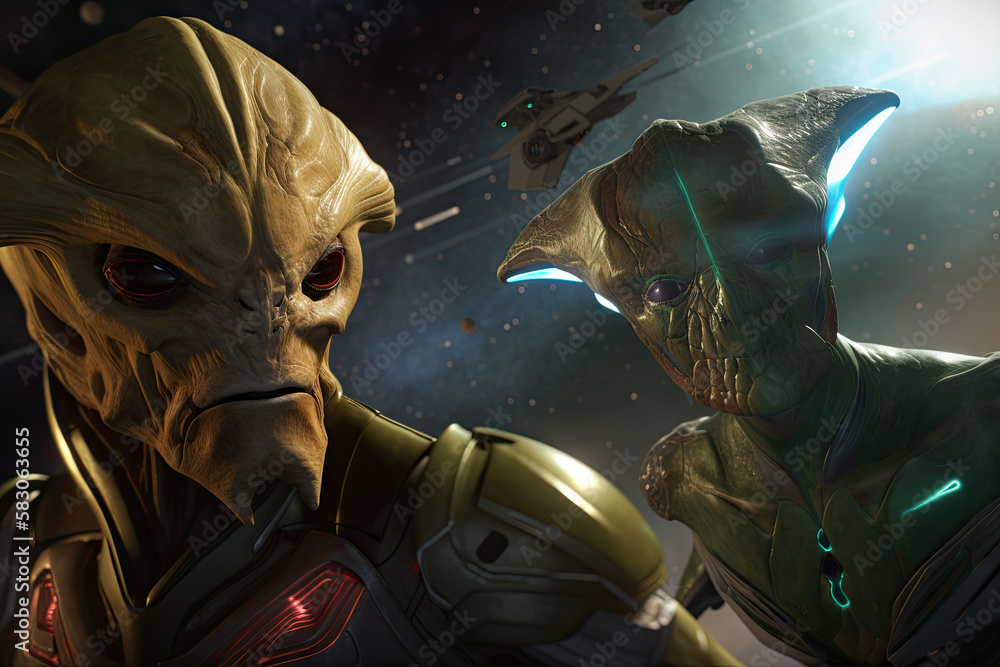 space battle between two opposing alien races with stars in the ...