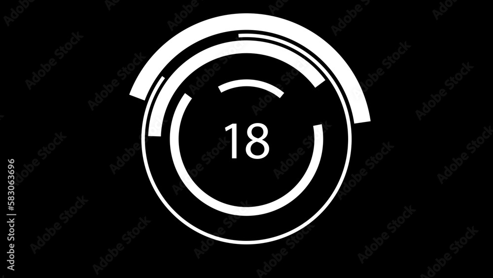 Update process, black screen with a circle in which white digits. 3D ...