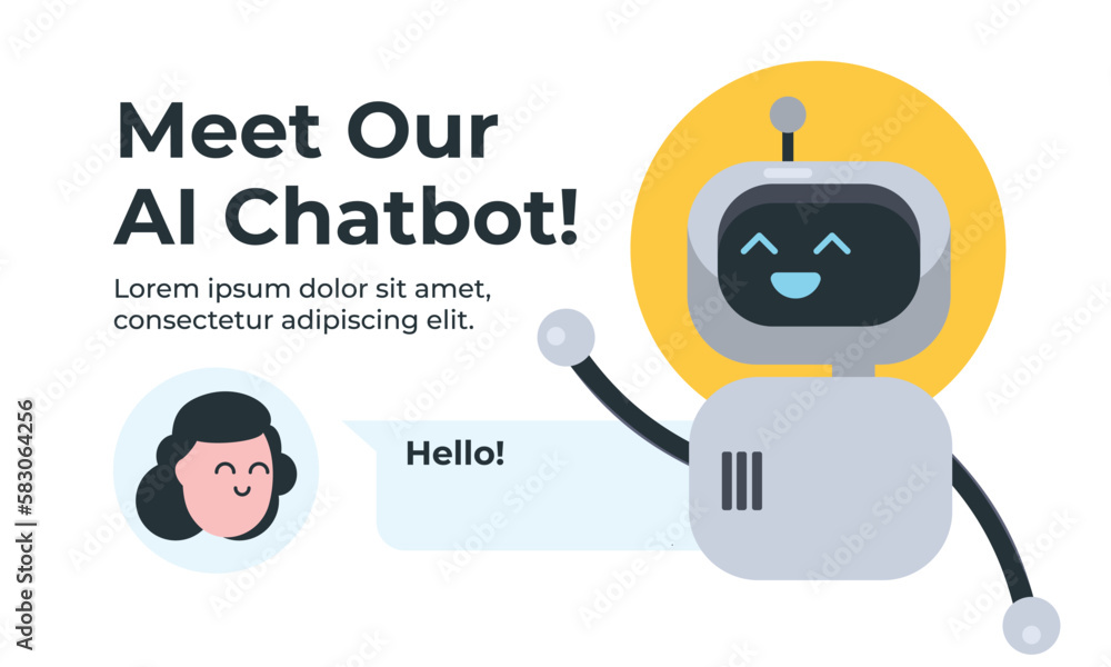 Poster Meet Our AI Chatbot Poster with AI Robot Waving Hello – Wall Art ...