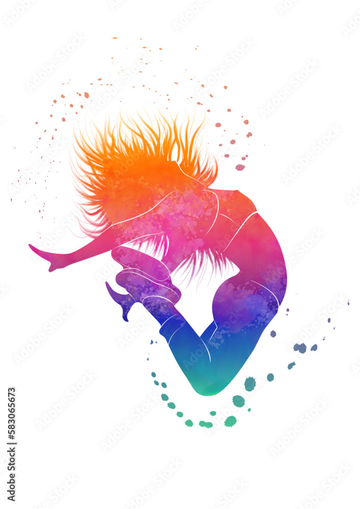 Outline of a dancing girl. Vector illustration of an image of a dancing ...