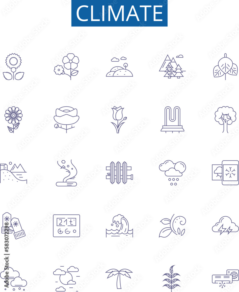 Vecteur Stock Climate line icons signs set. Design collection of ...