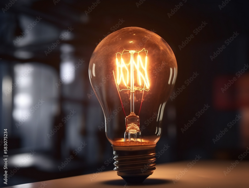 light bulb with illuminated filament, representing bright ideas and ...