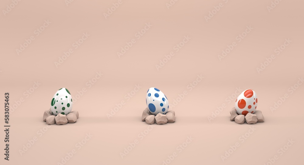 dinosaur eggs, fun background, blue egg, red egg and green egg, stones ...