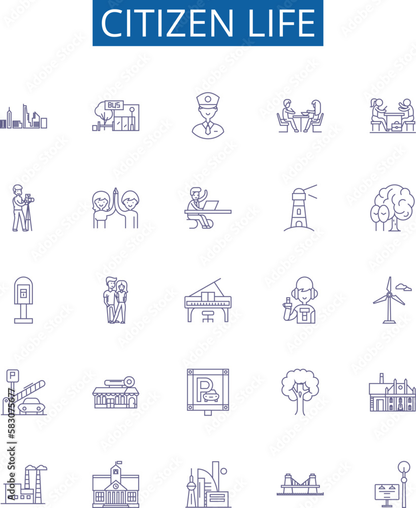 Citizen life line icons signs set. Design collection of Citizen, life ...