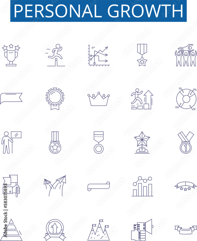 Personal growth line icons signs set. Design collection of Self ...