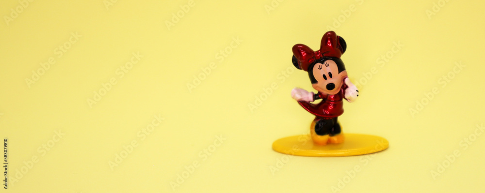 Minnie Mouse in her classic red dress. Toy. Cartoon character from Walt ...