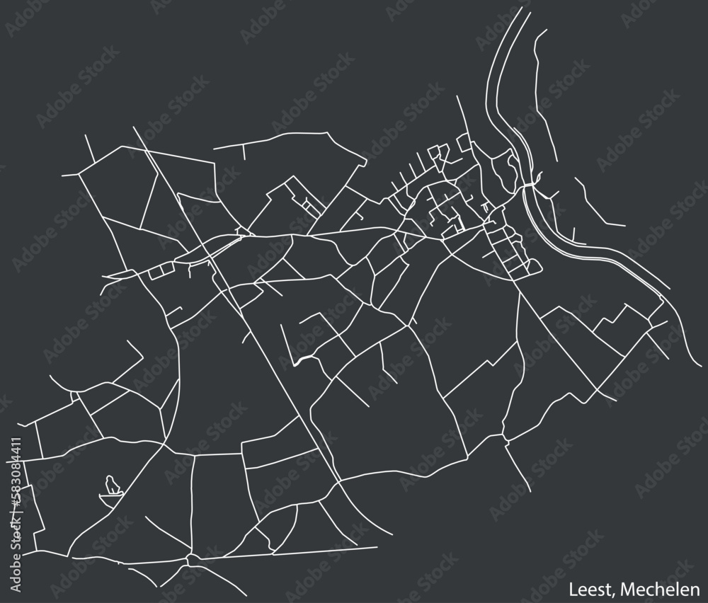 Detailed hand-drawn navigational urban street roads map of the LEEST ...