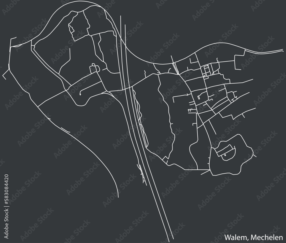 Detailed hand-drawn navigational urban street roads map of the WALEM ...