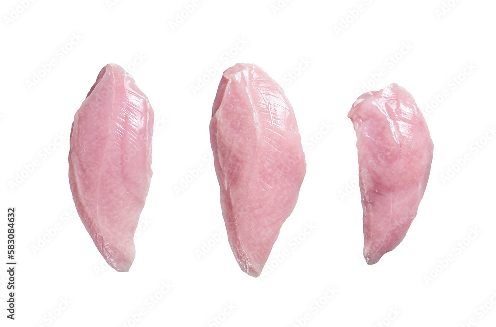 Raw Turkey Breasts fillet steaks. Isolated, transparent background ...