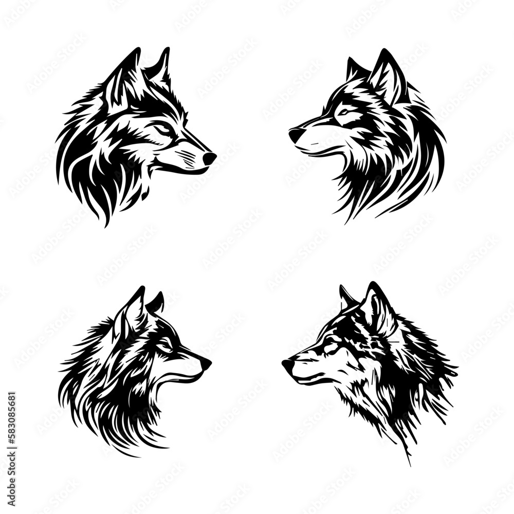 Howl at the moon with our angry wolf logo silhouette collection. Hand ...