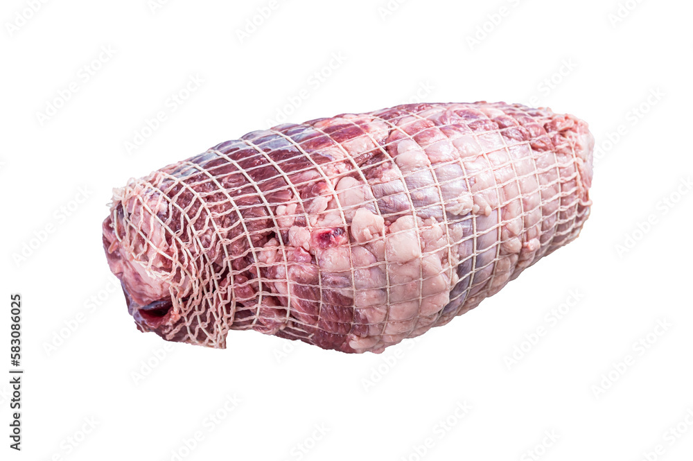 Boneless Leg of Lamb meat on butcher table. Isolated, transparent ...