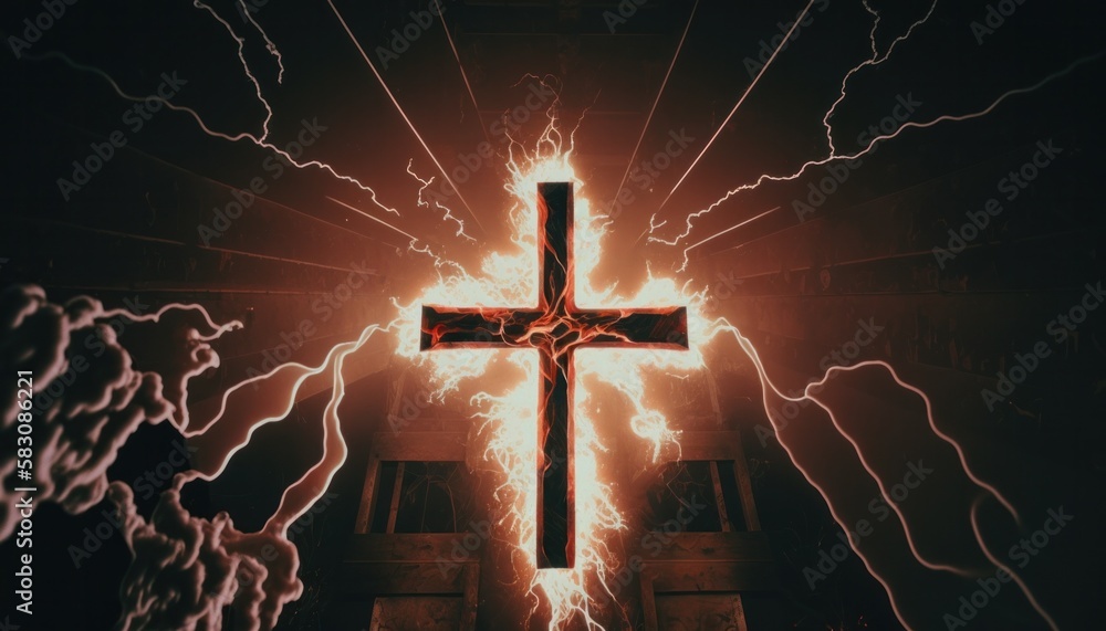 Exorcism red satanic cross fantasy background concept generative ai ...