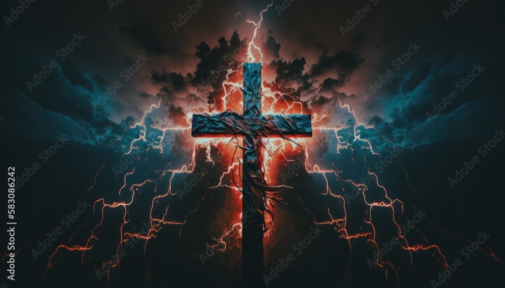 Exorcism red satanic cross fantasy background concept generative ai ...